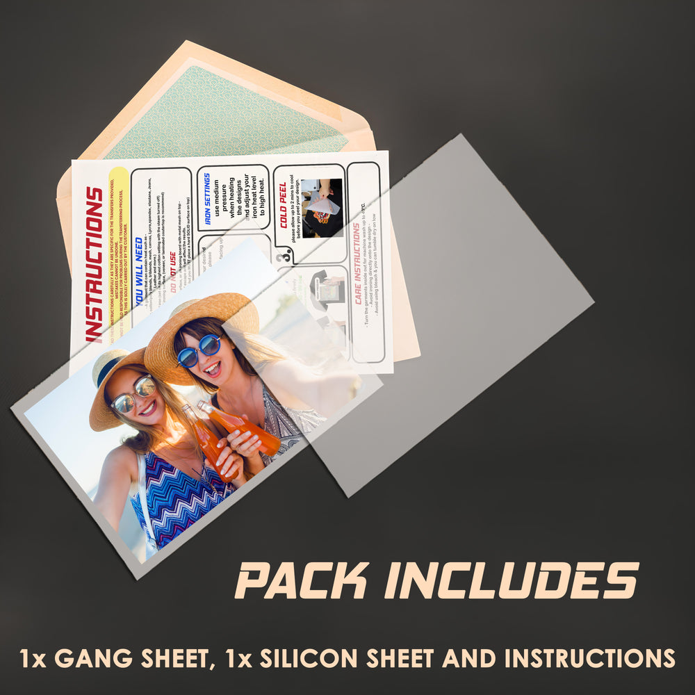 DTF Heat Transfer Sheet, DIY Custom DTF Printing Artwork, Iron on Tran